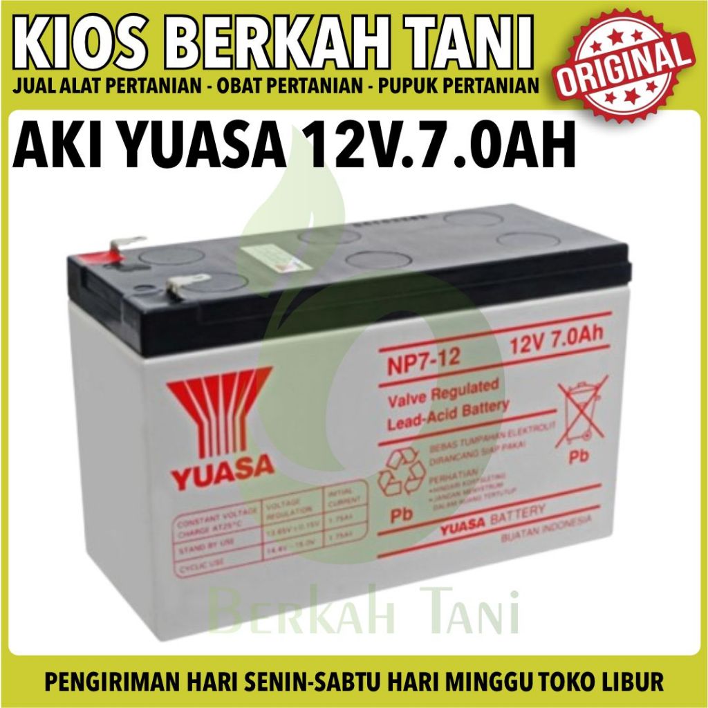 Jual Aki Kering YUASA 12V 7AH Original ACCU tangki pompa semprot elektrik UPS SELIS electric ...