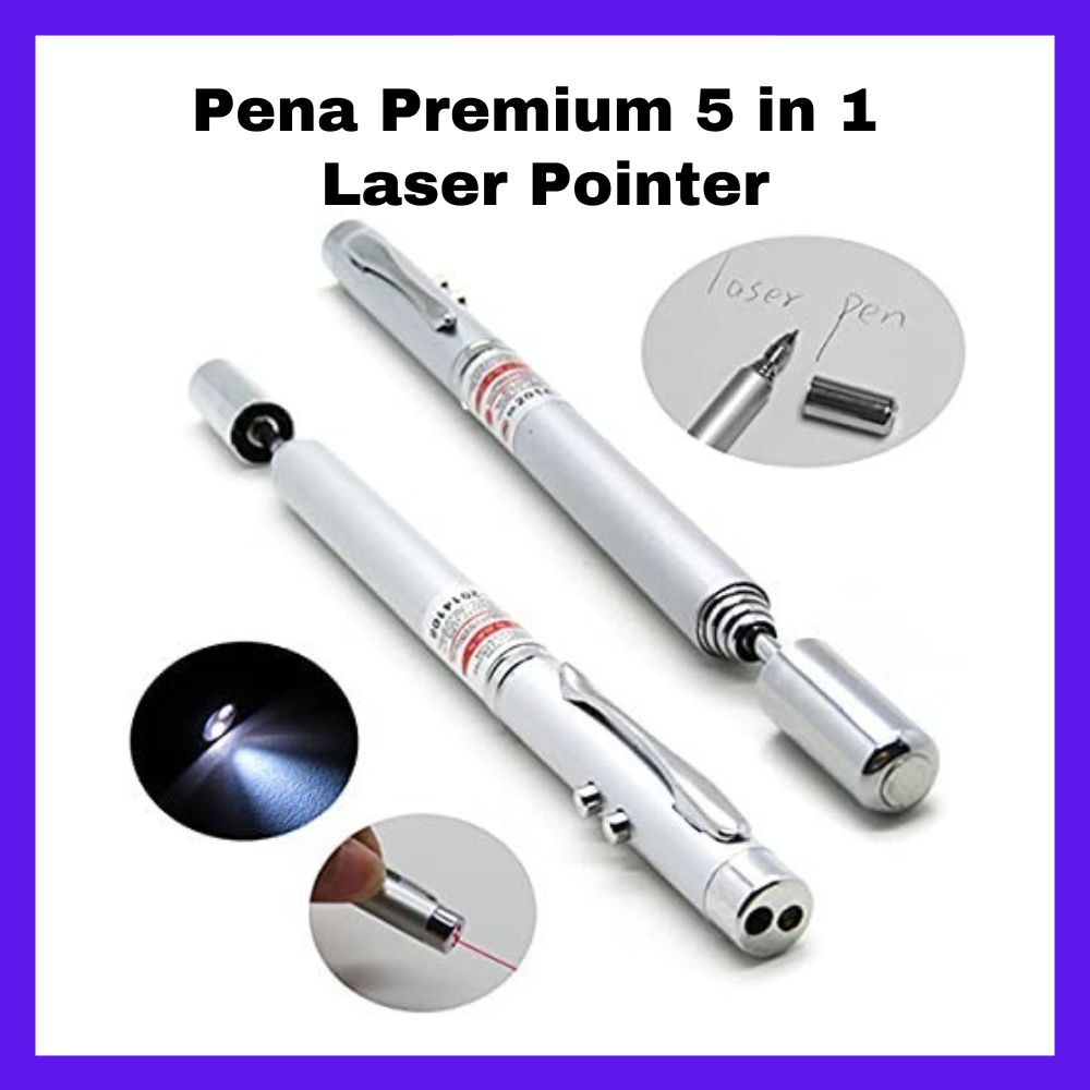 Jual Pointer 5 in1 Alat Tulis Pena Pulpen Tinta Hitam Laser Senter ...
