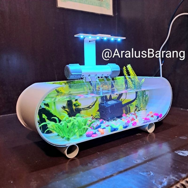 Jual Aquarium Mini Fullset Dengan Air Terjun/Aquarium Mini/Aquarium ...