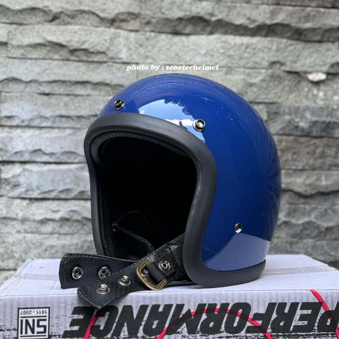 Jual Helm Slimhead Biru Dongker Tx 500 SNI | Shopee Indonesia