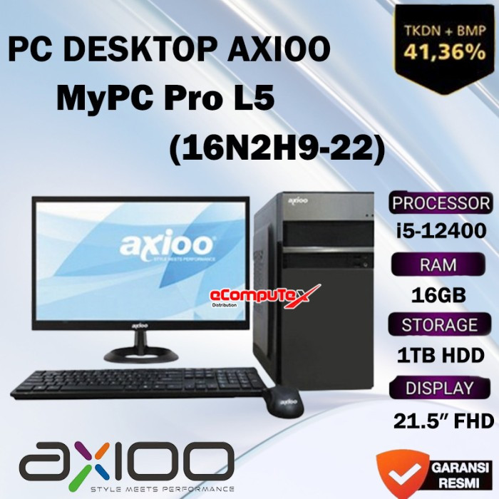 Jual PC DESKTOP AXIOO MYPC PRO L5 (16N2H9-22) i5-12400 21.5" INCH RAM 16GB/256GB + 1TB HDD ...