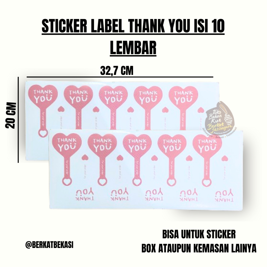 Jual STICKER LABEL THANK YOU LOVE ISI 10 PCS / STICKER LABEL BOX ...