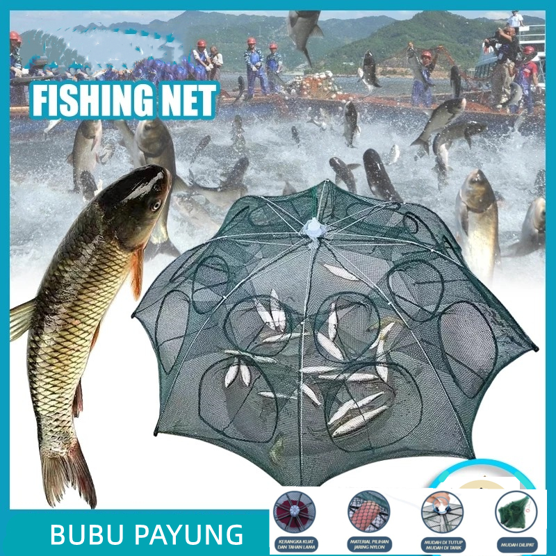 Jual Perangkap Bubu Payung 10 Lubang Alat Jaring Pancing Jala Ikan Udang Kepiting Lele | Shopee ...