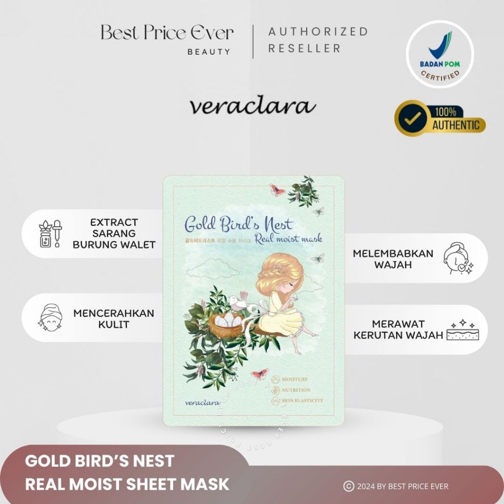 Jual Veraclara - Gold Bird's Nest Real Moist Mask Sheet 23ml (Masker ...