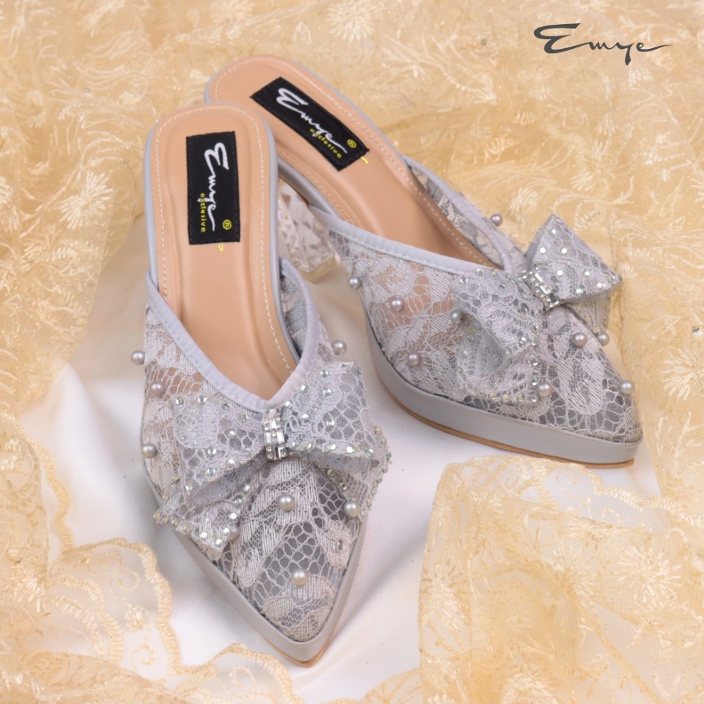 Jual Emye Sandal Heels Pesta Pengantin Wanita 9cm Brukat Transparant ...