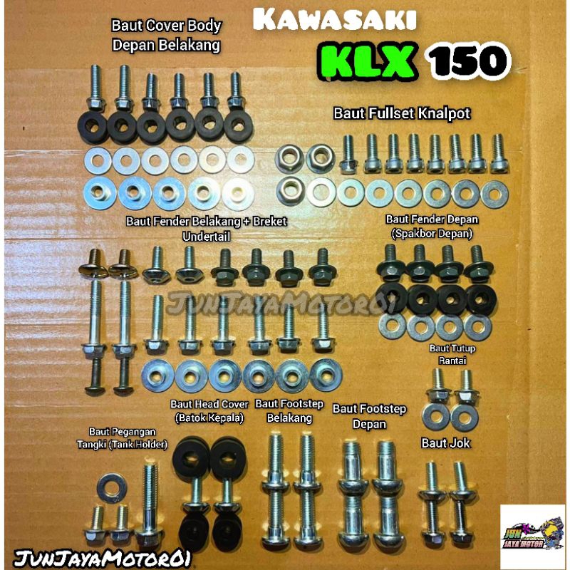 Jual Baut Lengkap Fullset Body Kawasaki KLX 150 L / Baut Full Set Bodi Kawasaki KLX 150 BF/D ...