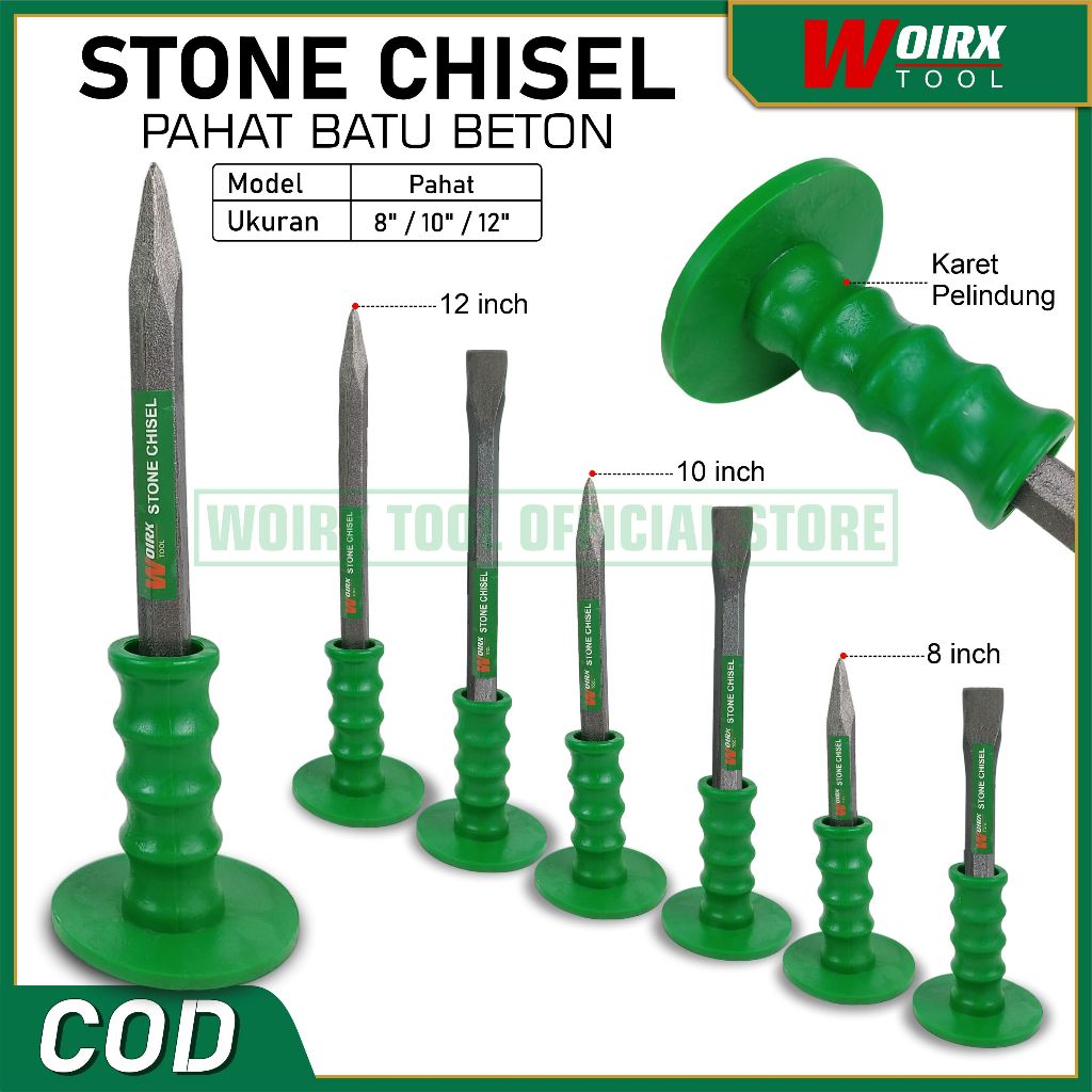 Jual WOIRX TOOL Pahat Batu Beton Bulat Pipih Lancip 8 inch | Shopee ...