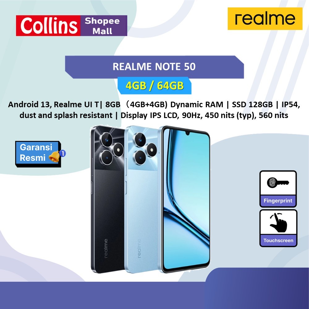 Jual Realme Note 50 HP 4GB+64GB| 3GB+64GB 90Hz Vivid Display | Mini ...