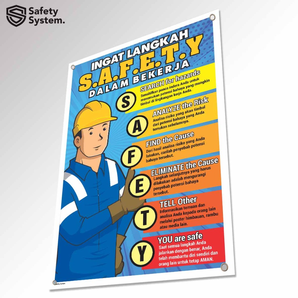 Jual Spanduk Banner K3 Keselamatan Kerja Ingat Langkah Safety Dalam ...