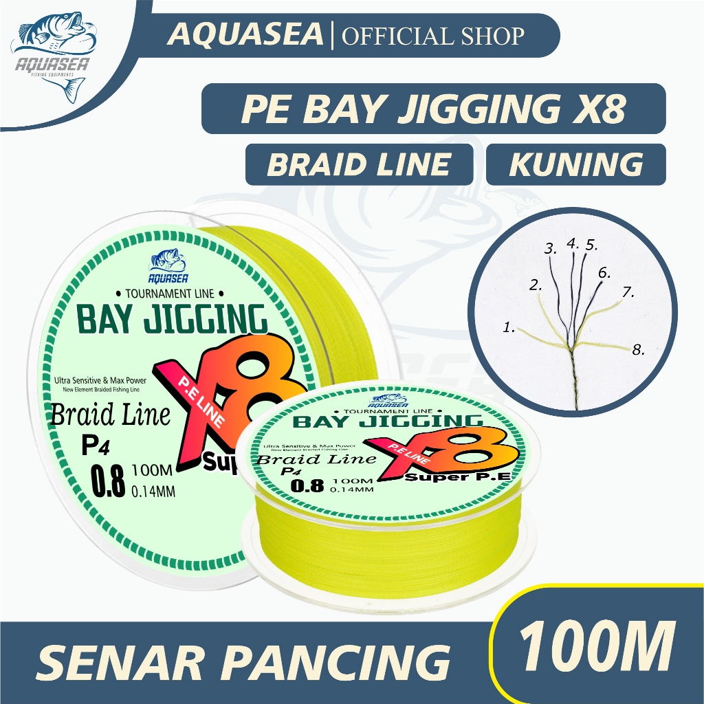 Jual AQUASEA - Senar Pancing PE Kuning 100M PE 6.80kg-50.5kg Sangat ...
