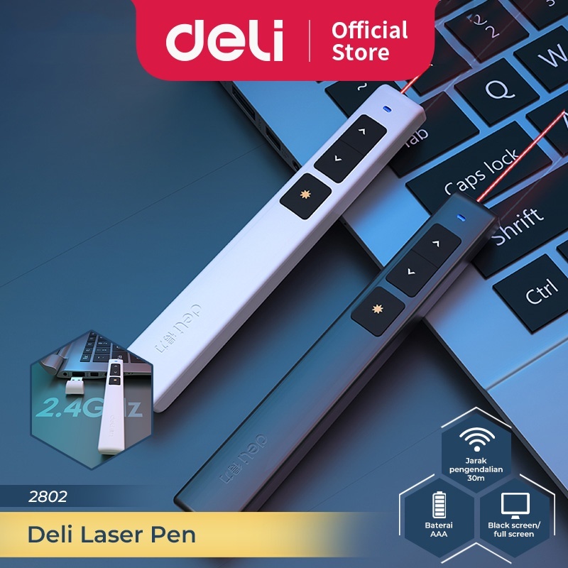 Jual Deli Laser Pointer Presentasi Wireless USB Pen Remote Laser Presentasi PPT 100m Sinar Merah ...