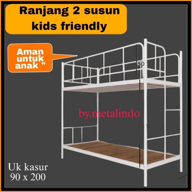 Jual MBS Ranjang Besi 2 Susun kids friedly Bunk Bed Tempat Tidur Besi ...