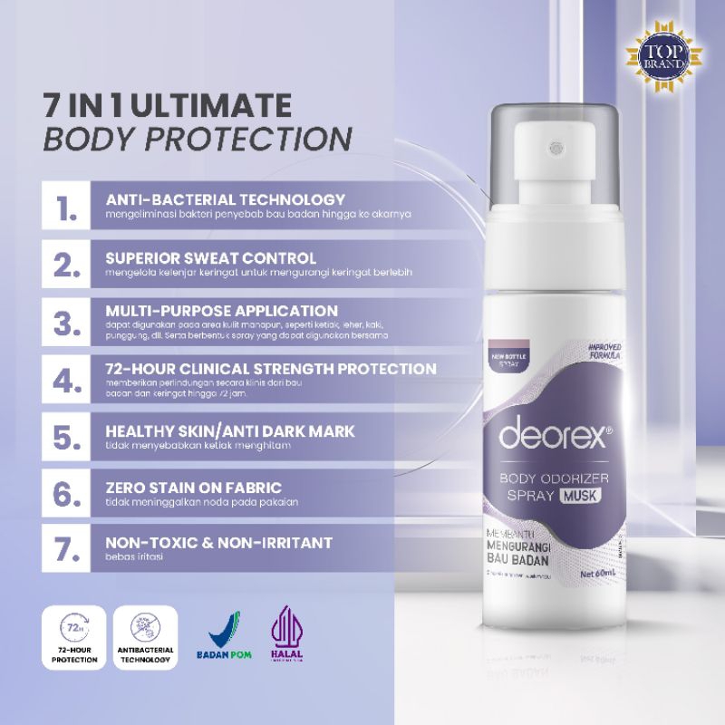 Jual DEOREX BODY ODORIZER MUSK 60ML // DEODORANT SPRAY // PENGHILANG ...