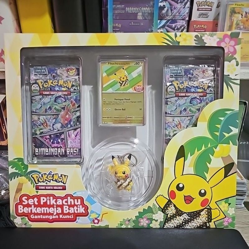 Jual set pikachu berkemeja batik original box bundle pokemon tcg kartu indonesia | Shopee Indonesia