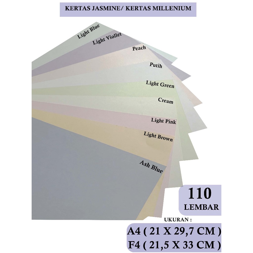 Jual KERTAS JASMINE / KERTAS MILLENIUM 190 - 220 GSM UKURAN A4 / F4 ...