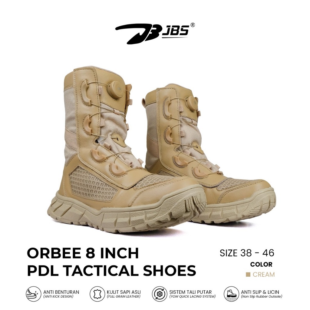 Jual Sepatu Tactical JBS ORBEE 8" Cream YOW Lacing System Sepatu ...