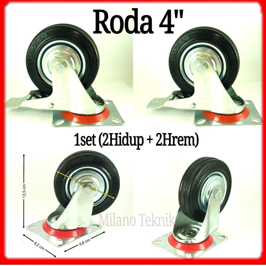 Jual HEMAT!!!RODA 4" hidup (H/R+H/H) /RODA TROLLEY 4 inchi /RODA KARET ...