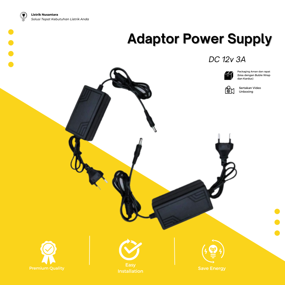Jual Adaptor Power Supply DC 12v 3A Led strip Neon flex | Adaptor ...