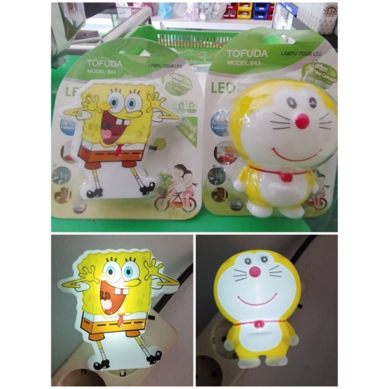 Jual Lampu Tidur Led Karakter kartun Doraemon & Spongebob | Shopee ...