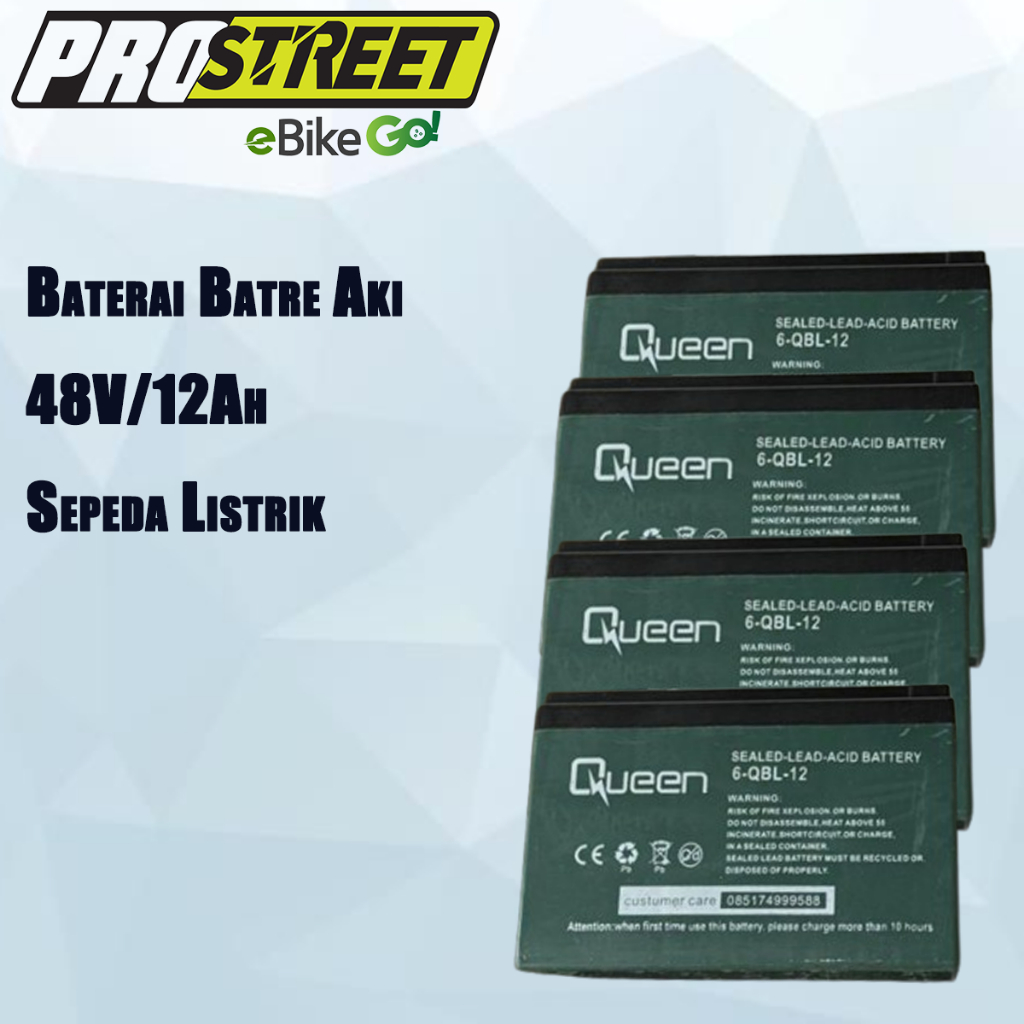 Jual PROSTREET 【QUEEN] Aki Sepeda Listrik Baterai 48V/12Ah & 48V/20Ah ...