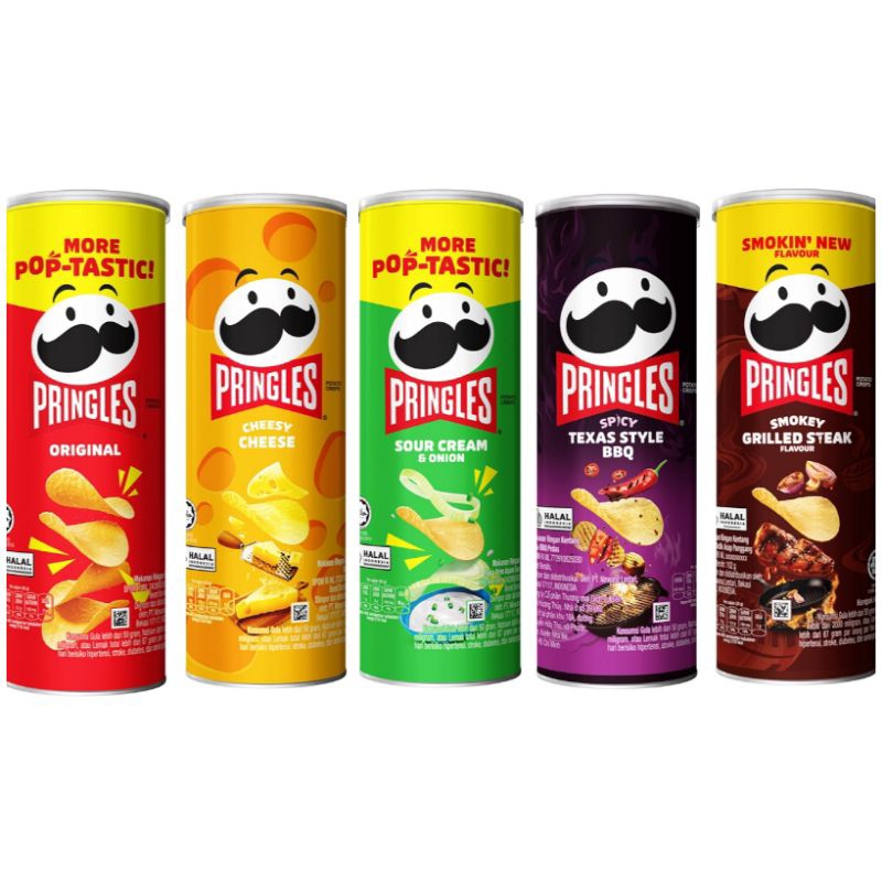 Jual Pringles Potato Crisps Original cheese keju onion sour texas bbq ...