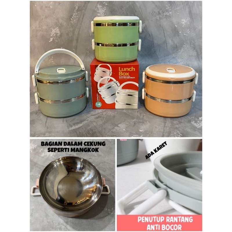 Jual Lunch box | Rantang makan steinles 2 susun uk 1,2 liter | Shopee ...