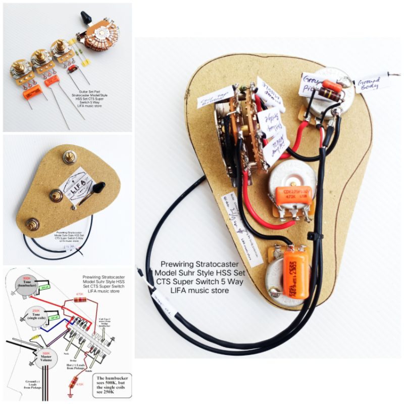 Jual Prewiring Stratocaster Model Suhr Style HSS Set CTS Super Switch 5 ...