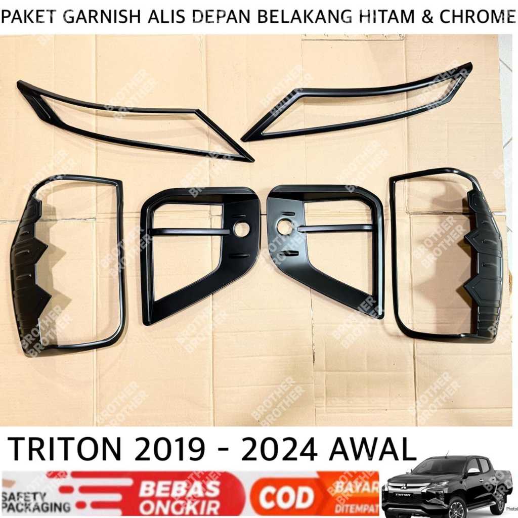 Jual Paket Garnish Alis Depan Belakang All New Triton 2019 2020 2023 2024 Awal Hitam Chrome ...