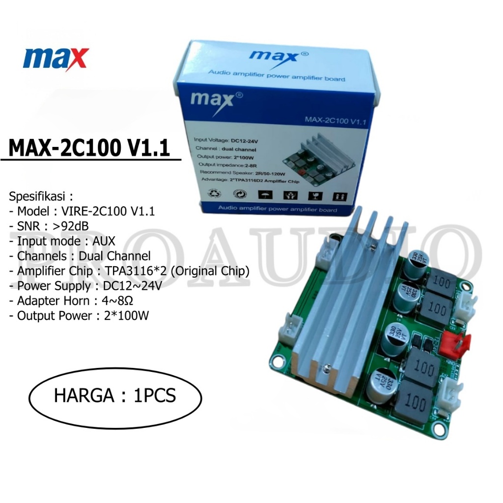 Jual KIT DIGITAL POWER AUDIO AMPLIFIER VIRE 2C100 V1 DUAL CHANNEL CLASS D MODUL DC 12V-24V ...