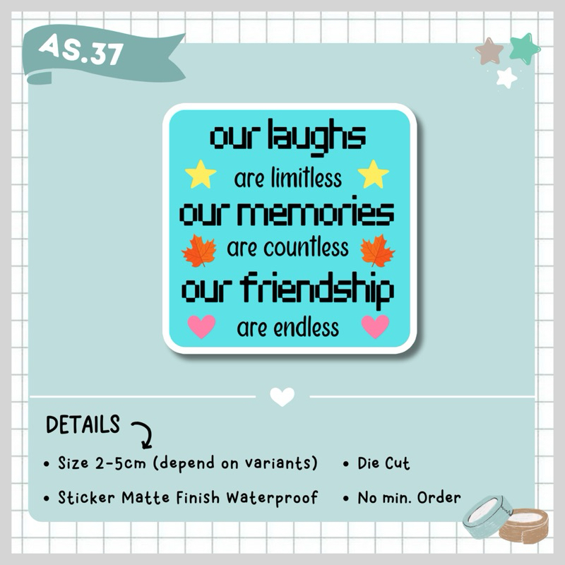 Jual STICKER AESTHETIC TUMBLR SATUAN / STICKER QUOTES OUR FRIENDSHIP ...