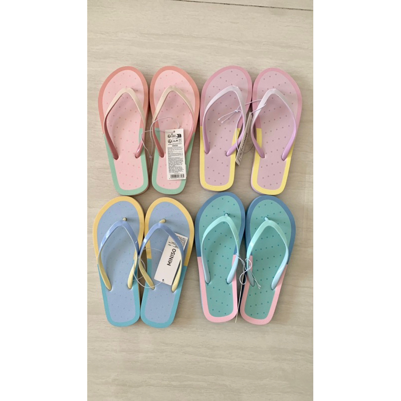 Jual sandal miniso flip flop ice cream color women’s sendal jepit ...