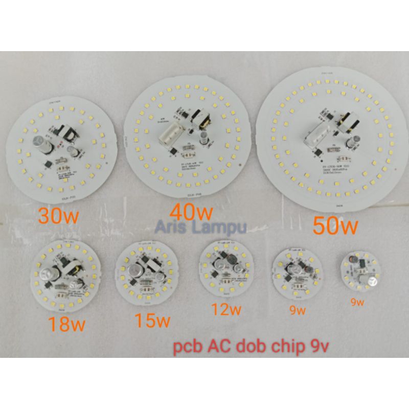 Jual pcb LED ac dob 9w sampai 50w berkualitas chip 9volt putih terang ...