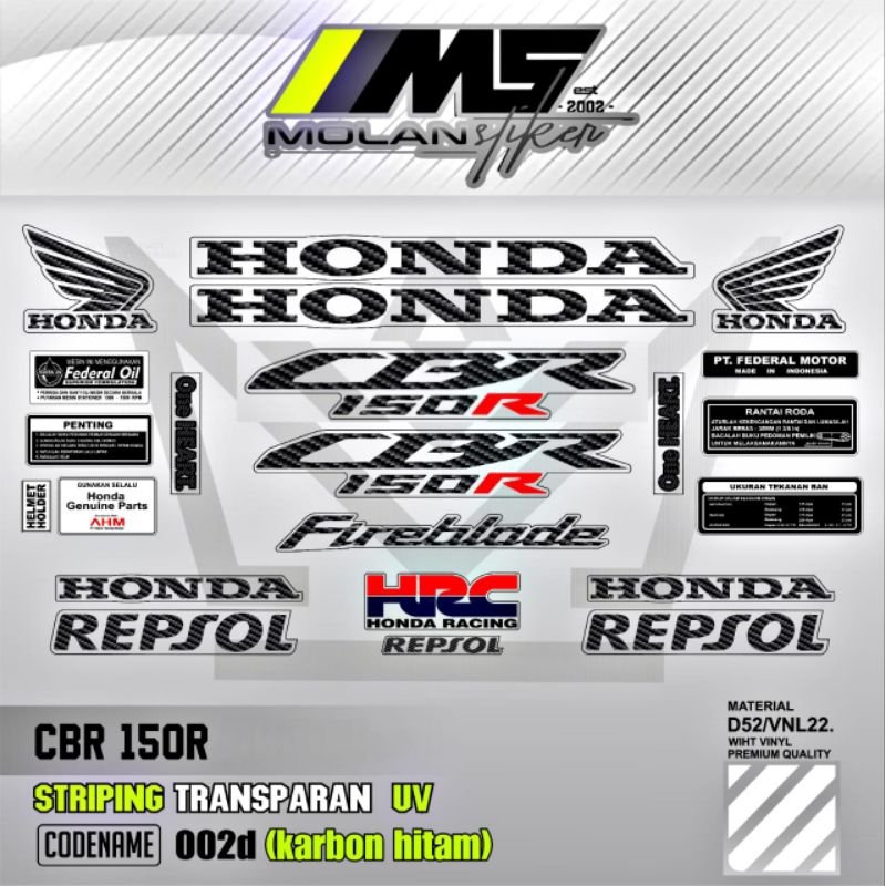 Jual Sticker Striping Variasi Transparan Uv CBR K45 Honda Cbr 150 R ...