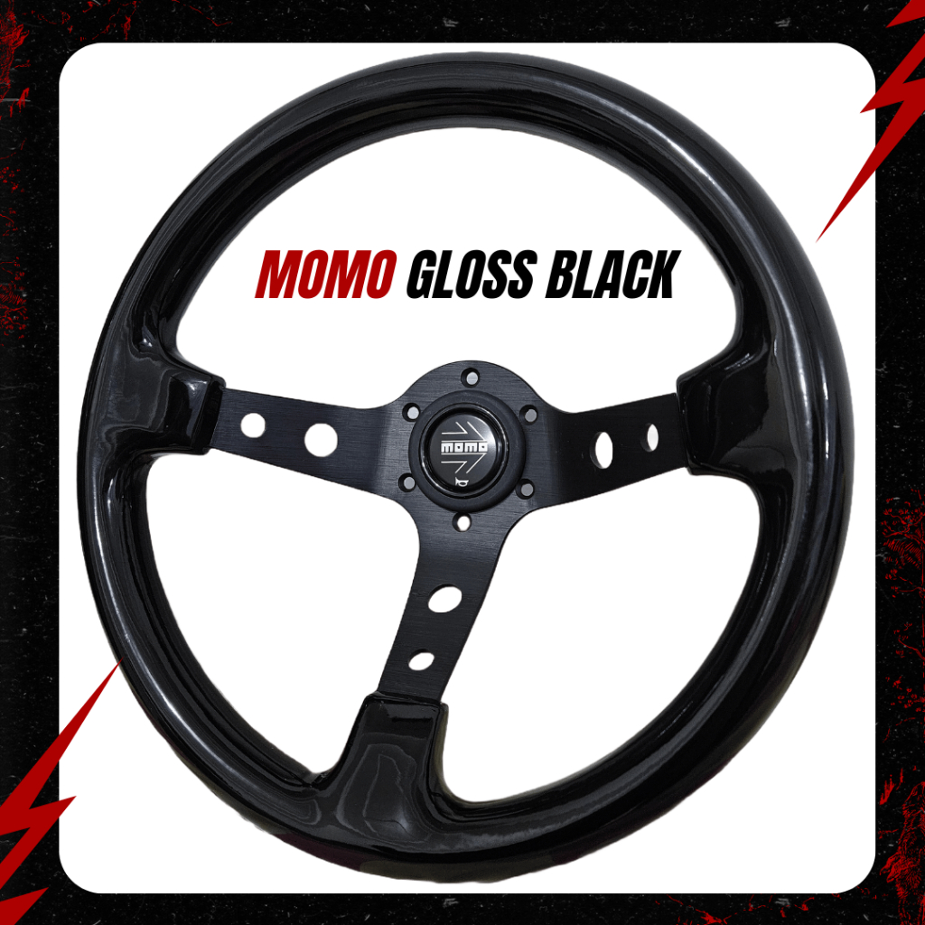 Jual Stir Racing Momo Gloss Black 13 inch Hitam Glossy Universal ...