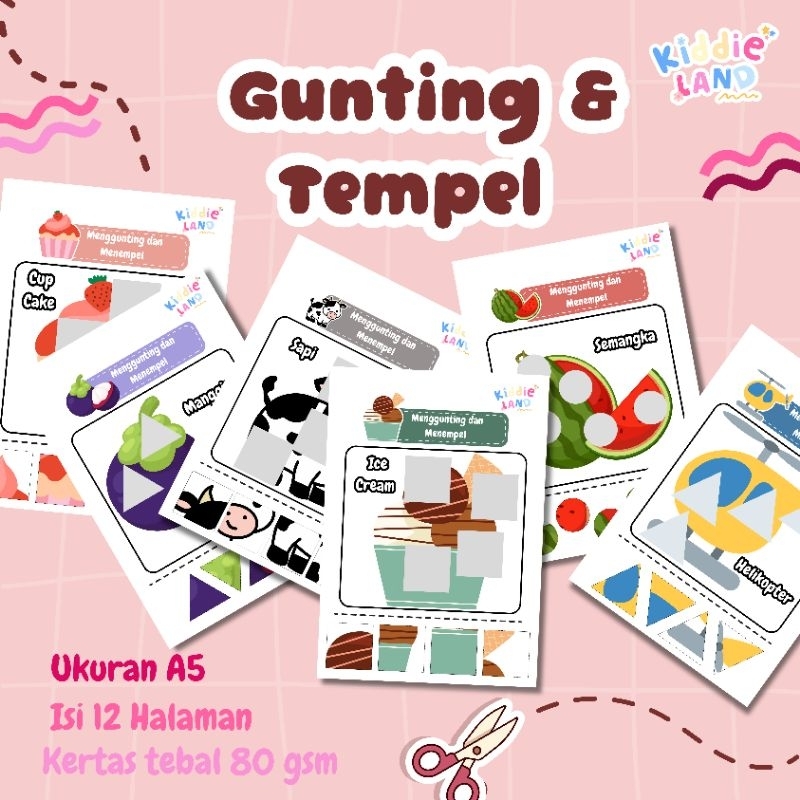 Jual KIDDIELAND Worksheet lembar kerja anak aktivitas menggunting ...