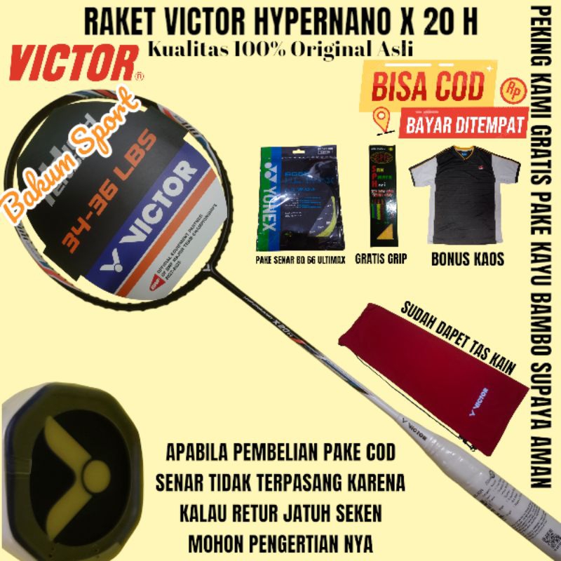 Jual Raket victor hypernano x 20 h kualitas 100% Original asli Bisa ...