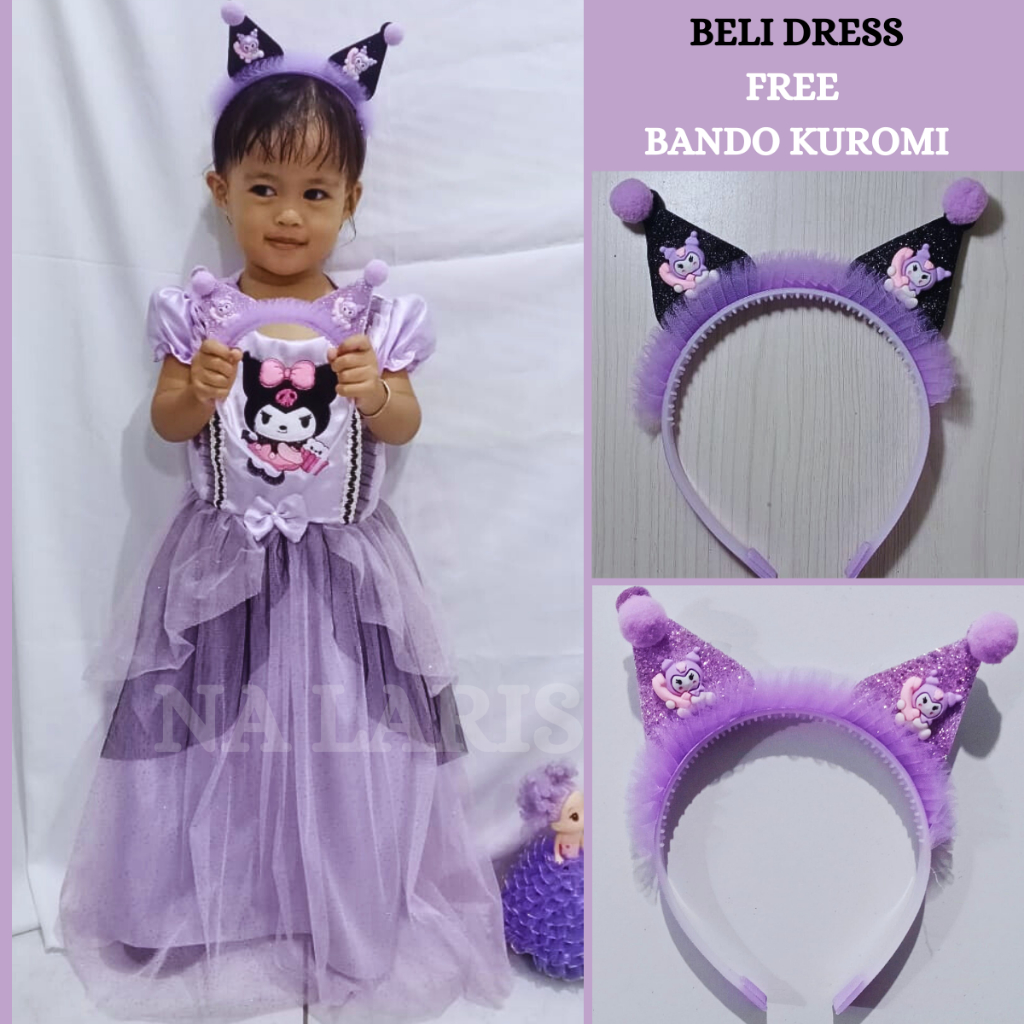 Jual ( GRATIS BANDO KUROMI ) Dress ultah kuromi anak perempuan import ...
