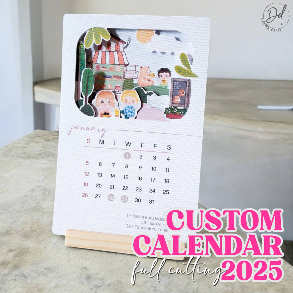 Jual CUSTOM SATUAN Kalender Meja Mini Aesthetic 2025 / Aesthetic Desk ...