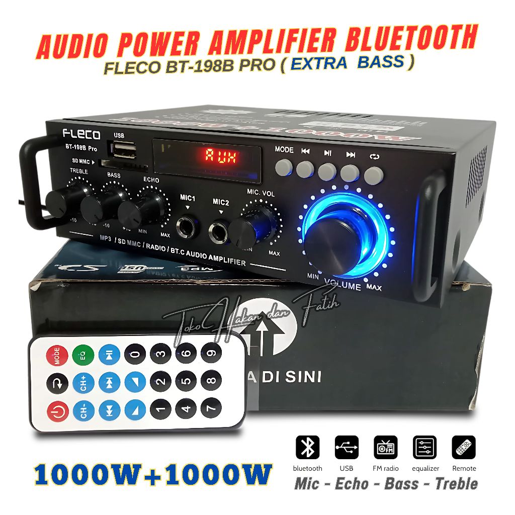 Jual Power Amplifier Bluetooth Fleco Audio Power BT-198B PRO 1000W ...