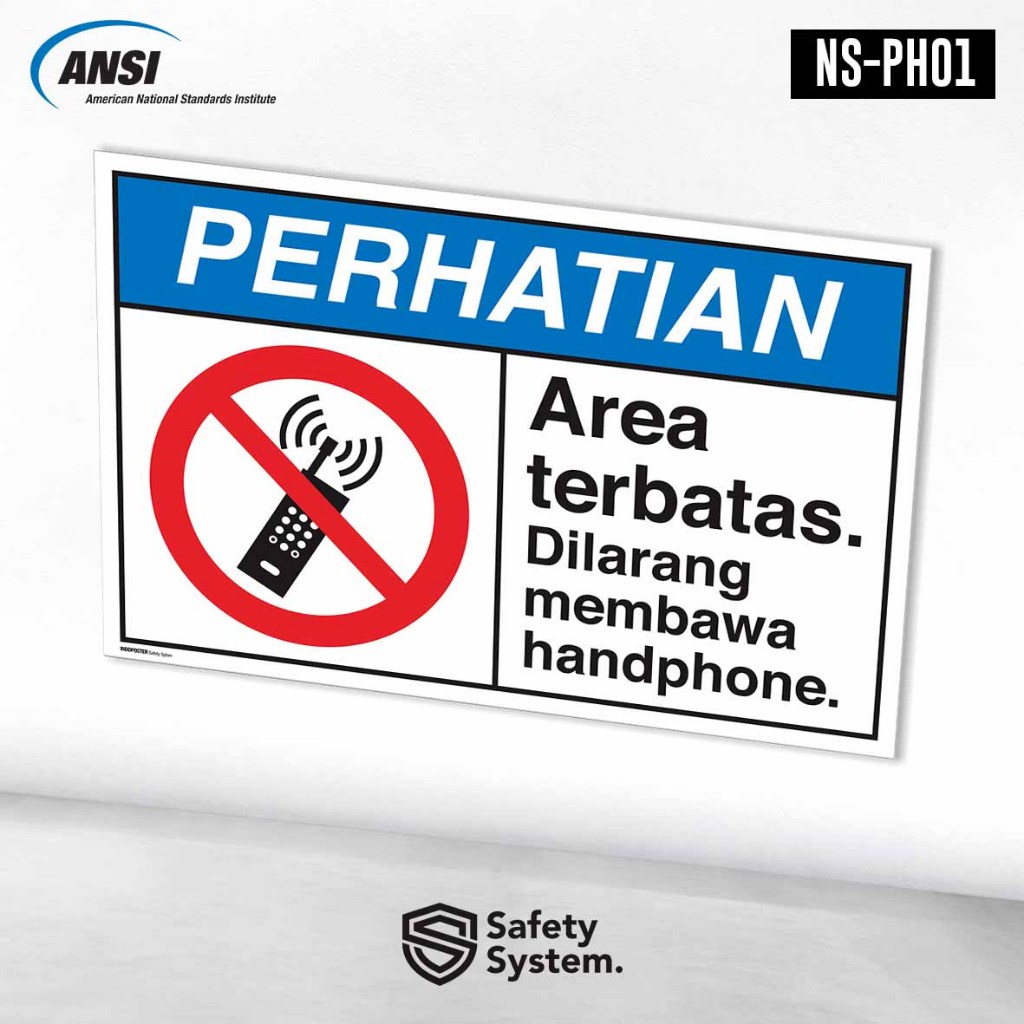 Jual Stiker Safety Sign Rambu K3 ANSI HP Handphone Area Terbatas ...