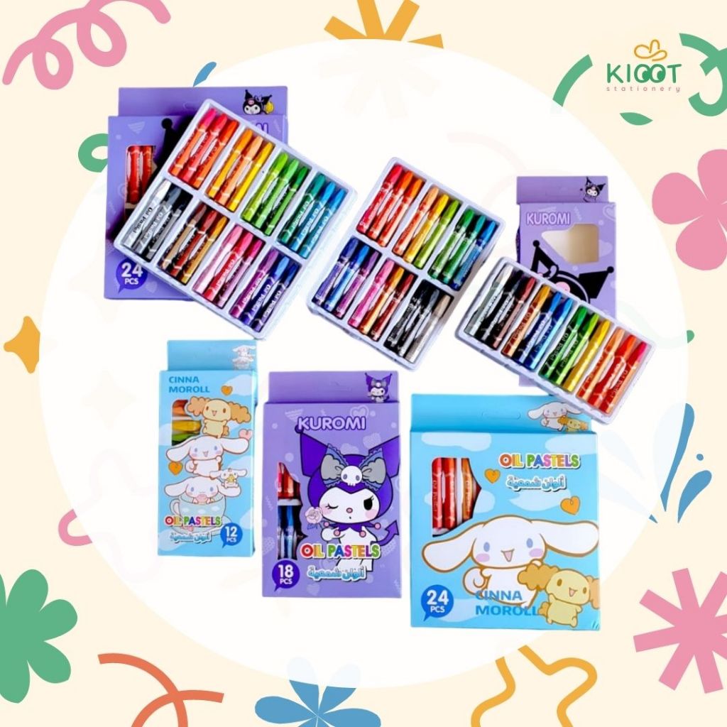 Jual Kioot - Crayon Sanrio / Krayon Oil Pastels 12/18/24 Warna Cerah ...