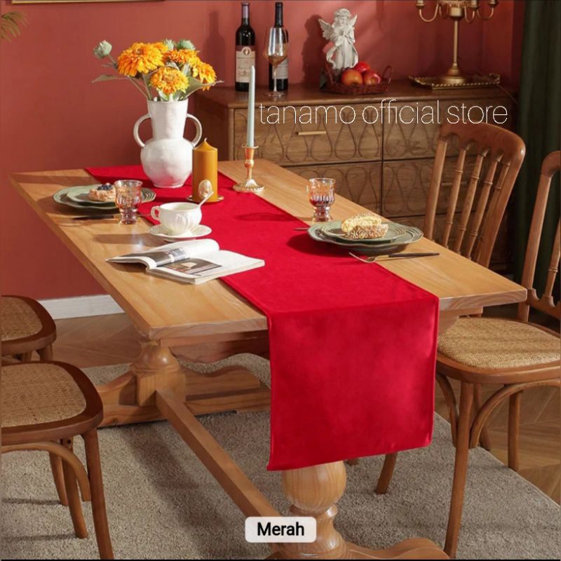 Jual taplak meja / table runner minimalis bahan suede premium / table ...