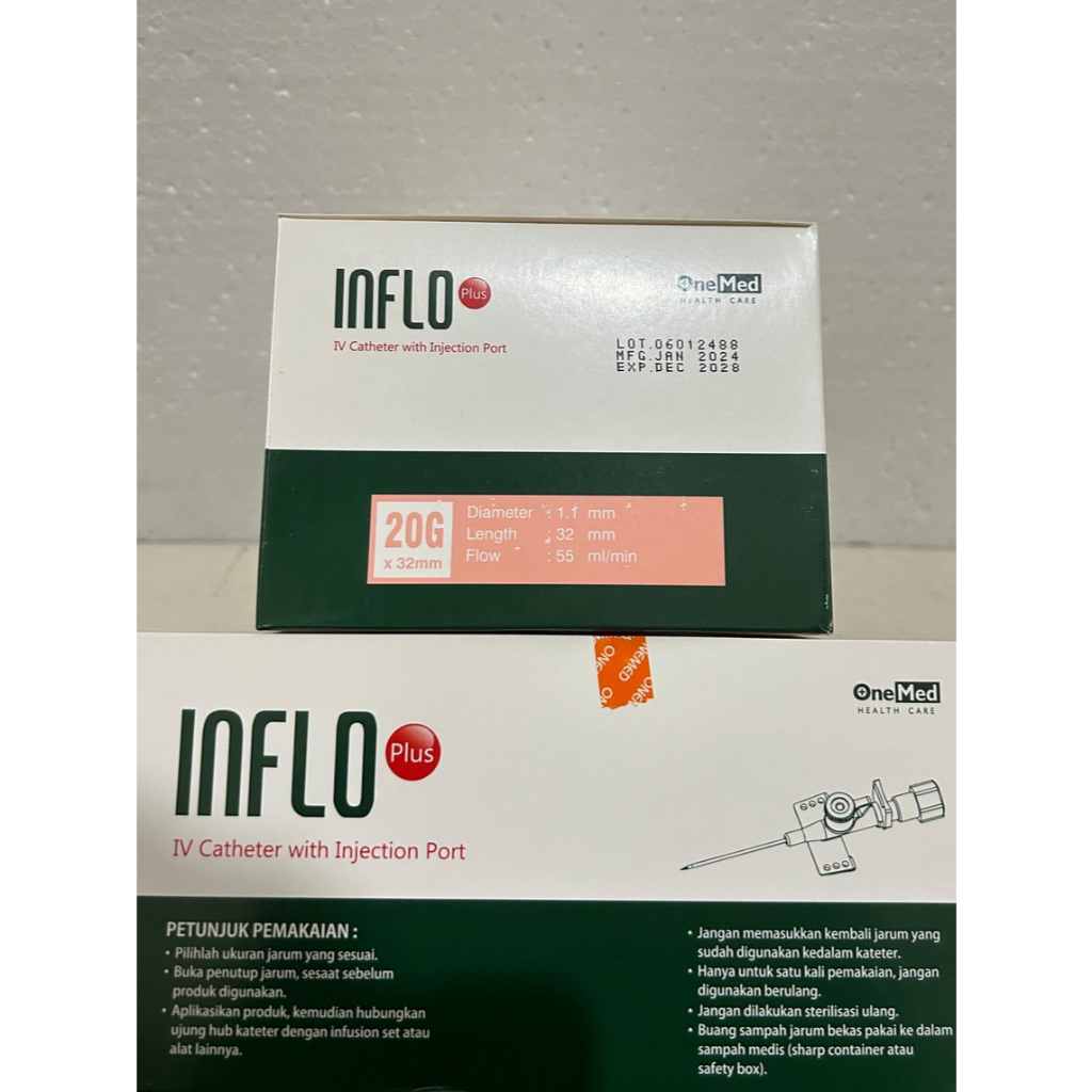 Jual ONEMED Inflo Plus IV Catheter With Injection Port 20,22,24 G ...