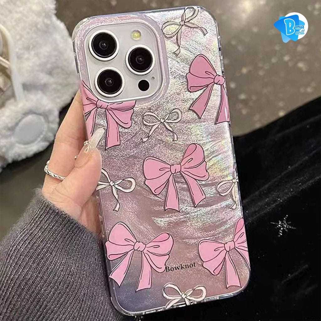 Jual SS969 Softcase Clarity Feather Case Pink Bow Hardcase Casing Hp ...