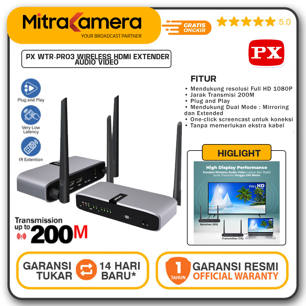 Jual Wireless HDMI Extender Audio Video Transmitter Receiver PX WTR ...
