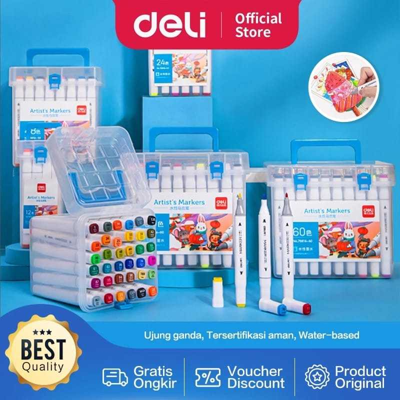 Jual Deli Sketch Marker / Water-based Marker / Spidol Sketsa Double Tip ...