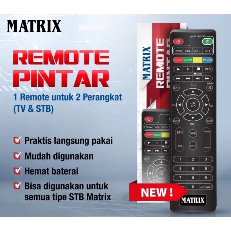 Jual REMOT PINTAR REMOT STB TV 2IN1 - MATRIX | Shopee Indonesia