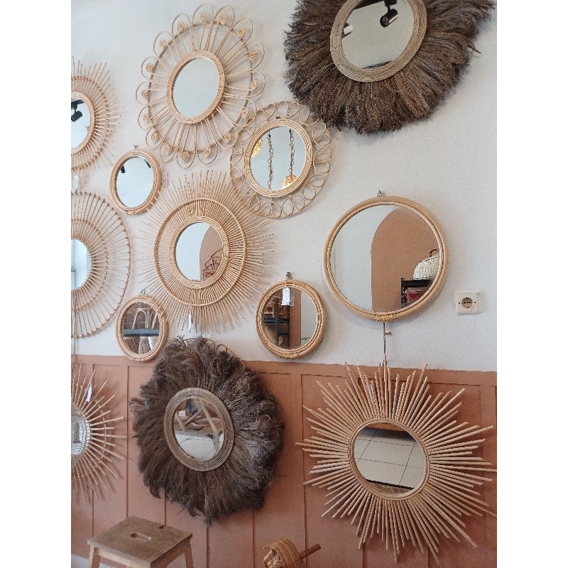Jual Cermin anyaman cantik/Cermin rotan/Aesthetic Mirror/Cermin hiasan ...