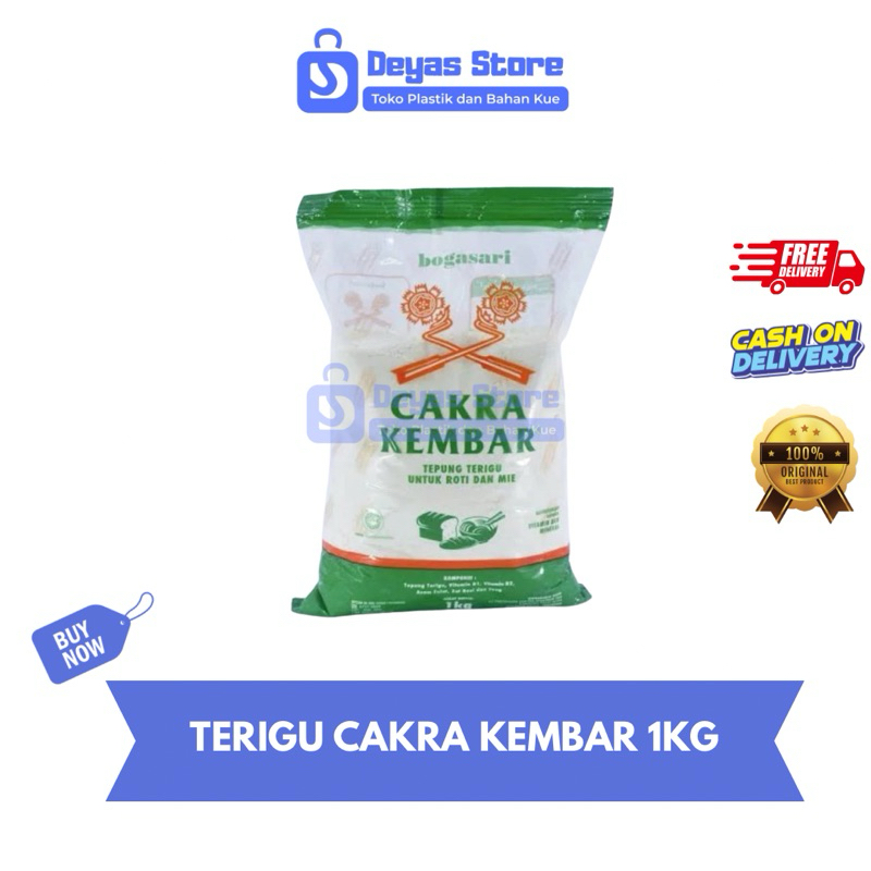 Jual TEPUNG TERIGU CAKRA KEMBAR 1KG/TEPUNG PROTEIN TINGGI | Shopee ...