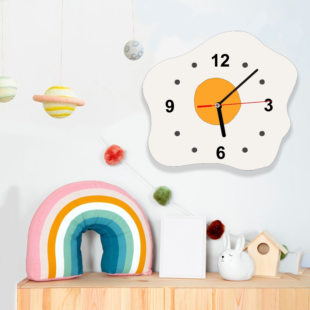 Jual Jam Dinding Lucu Tema Telur Ceplok - Dekorasi Kamar Anak, Kayu MDF ...
